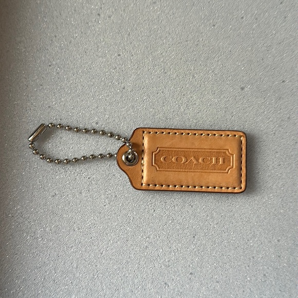 Coach | Accessories | Light Brown And White Leather Coach Bag Tag With ...